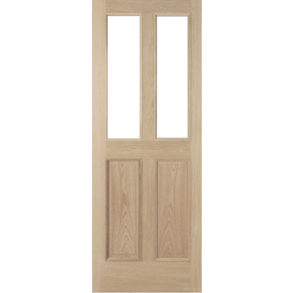 Oak 2 Panel 2 Light Clear Glass Internal Door – Green Tree Doors
