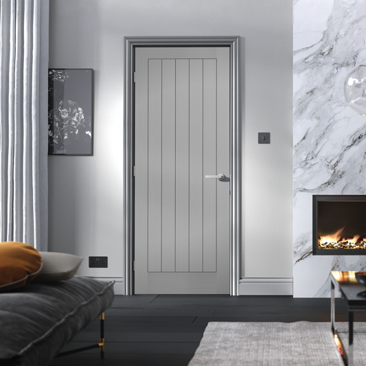 LPD Light Grey Moulded Textured Vertical 5P Internal Door – Green Tree ...