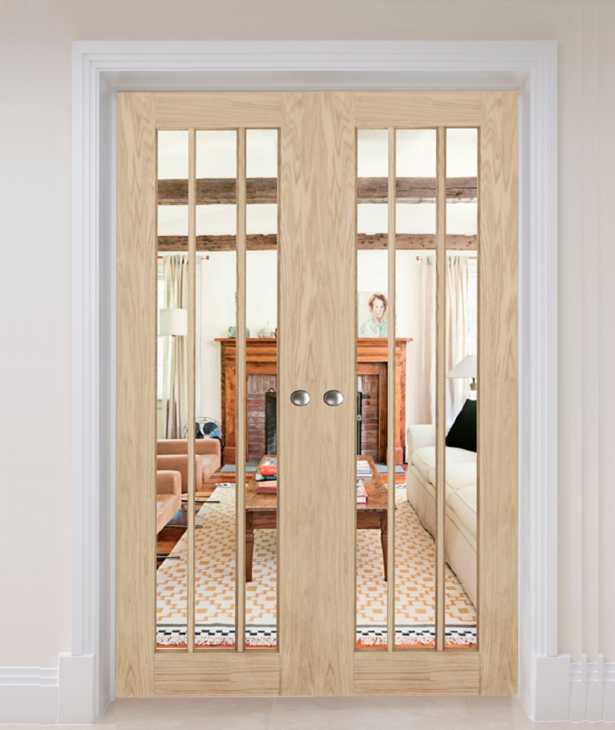 Oak Langdale Clear Glass Rebated Internal Door Pair – Green Tree Doors
