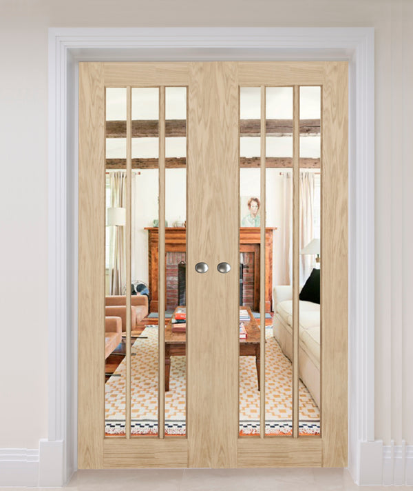 Oak Langdale Clear Glass Rebated Internal Door Pair – Green Tree Doors