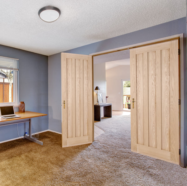 Oak Aston Panelled Internal Door Pair, Double Doors, French Doors ...