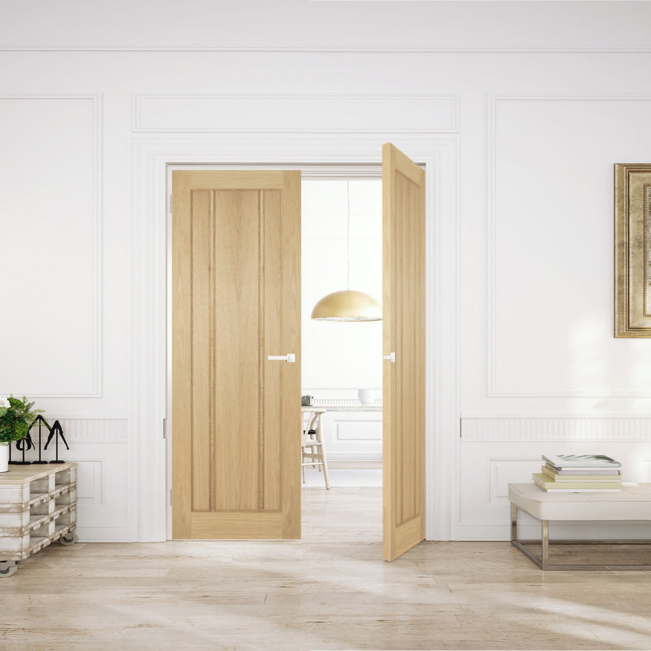 Oak Langdale Panelled Internal Door Pair, Double Doors, French Doors ...