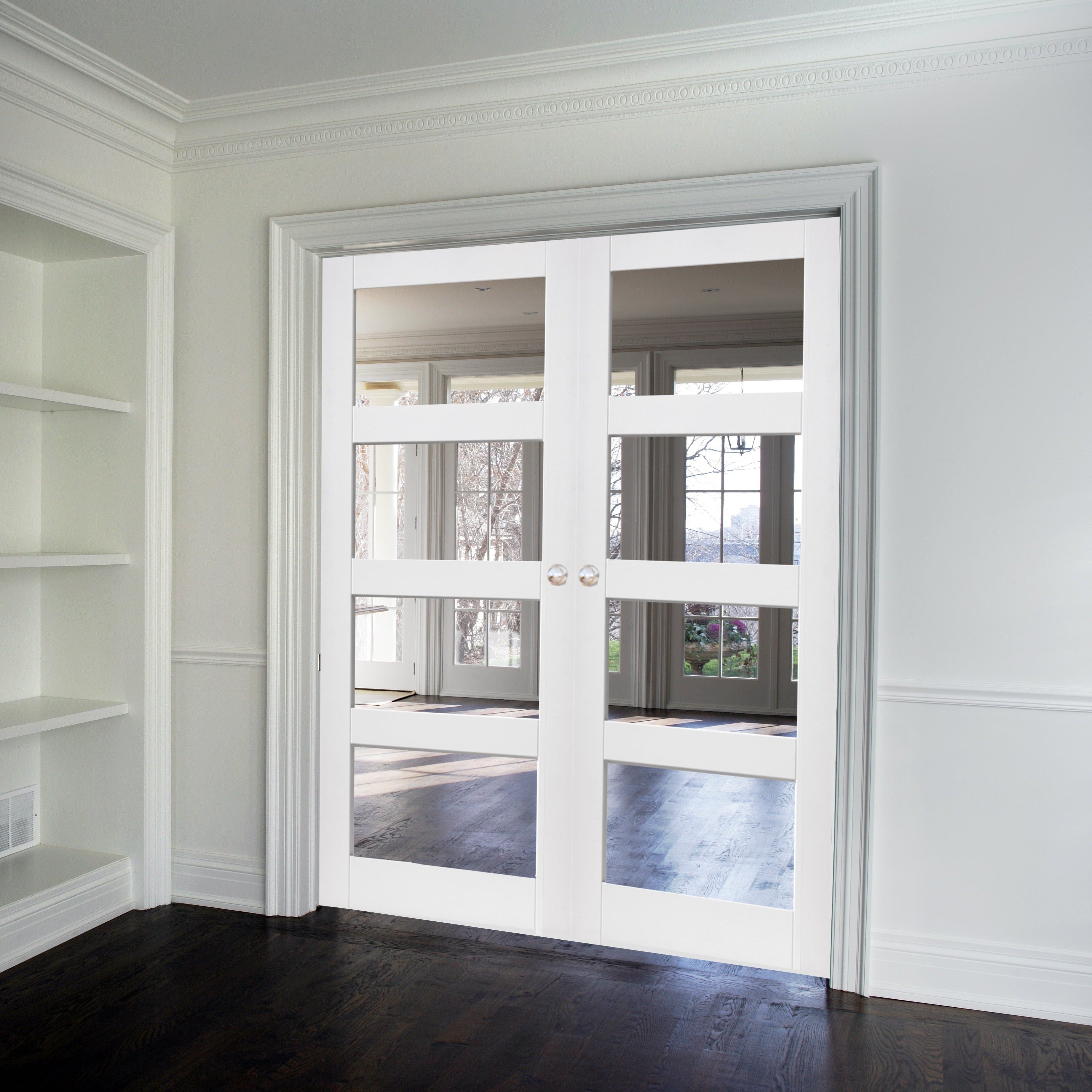 White Shaker 4 Light Clear Glass Internal Door Pair, Double Doors ...